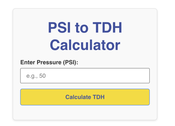 psi to tdh Calculator - Rohre Pumps